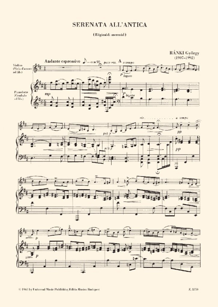 Serenata All'Antica - Violin Noder og Bøger - Stepnote