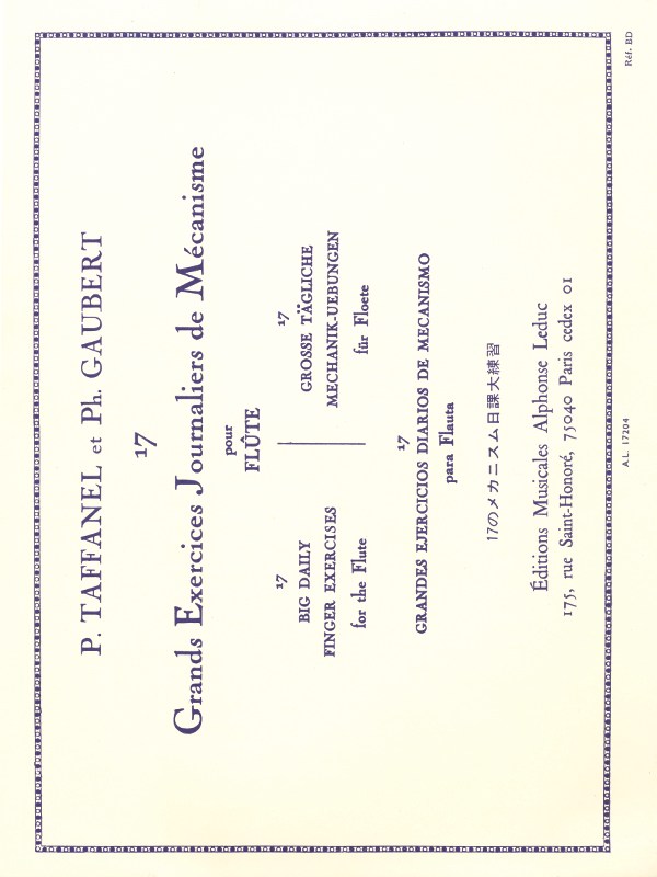 Paul Taffanel/Philippe Gaubert: 17 Grands Exercices Journaliers De Mecanisme (Flute) - Fløjte ...