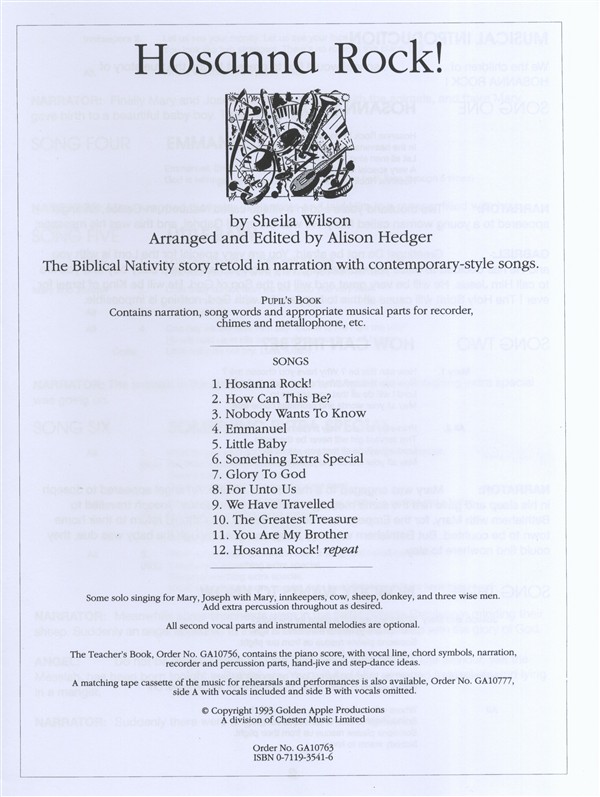 Sheila Wilson: Hosanna Rock! (Pupil's Book) - Recorder - Stepnote Aps