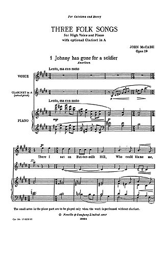 Mccabe: Three Folk Songs - High Voice - Stepnote Aps