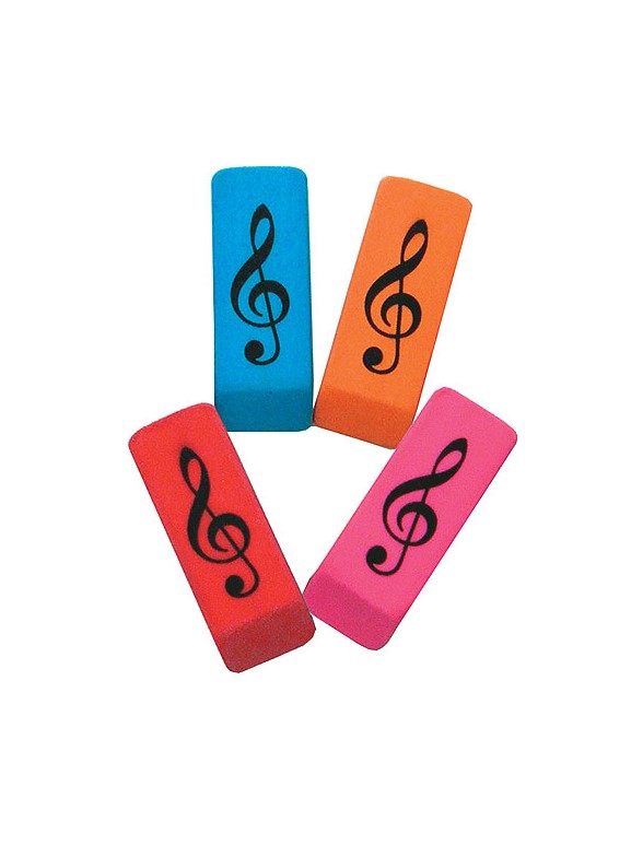 Wedge Eraser (Pack of 10): Treble Clef (Assorted Colours) - Musik Gave ...