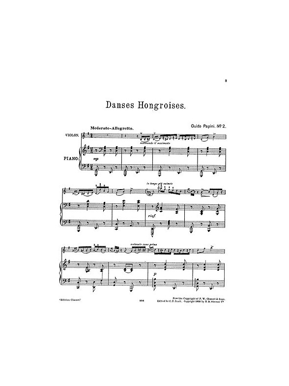 Guido Papini: Hungarian Dance No.2 In G For Violin And Piano - Fiol ...