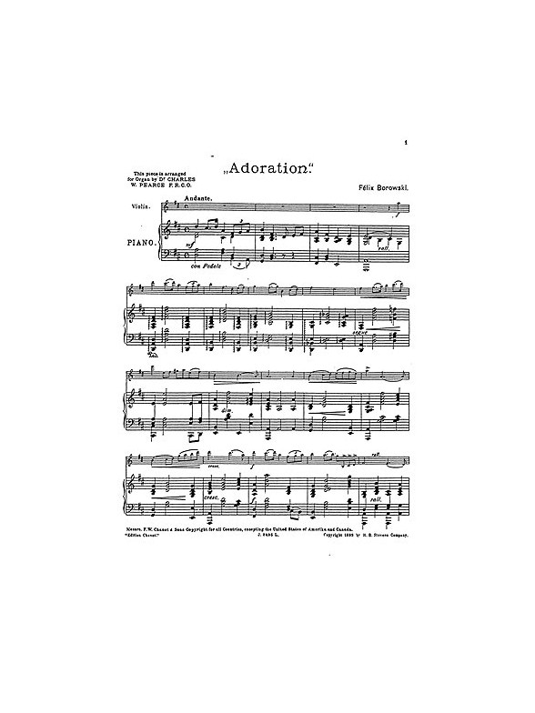 Felix Borowski: Adoration (Violin/Piano) - Fiol Noter och böcker - Stepnote