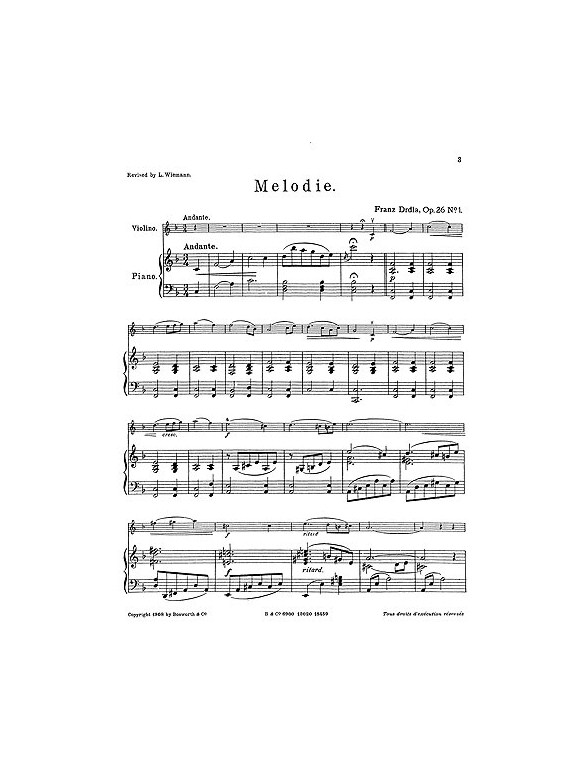 Franz Drdla: Melodie For Violin And Piano Op.26 No.1 - Fiol Noter och ...