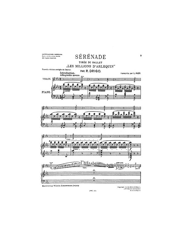 Ricardo Drigo: Serenade (Violin/Piano) - Violin - Stepnote Aps