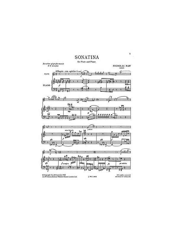 Nicholas Maw: Sonatina - Flute - Stepnote Aps