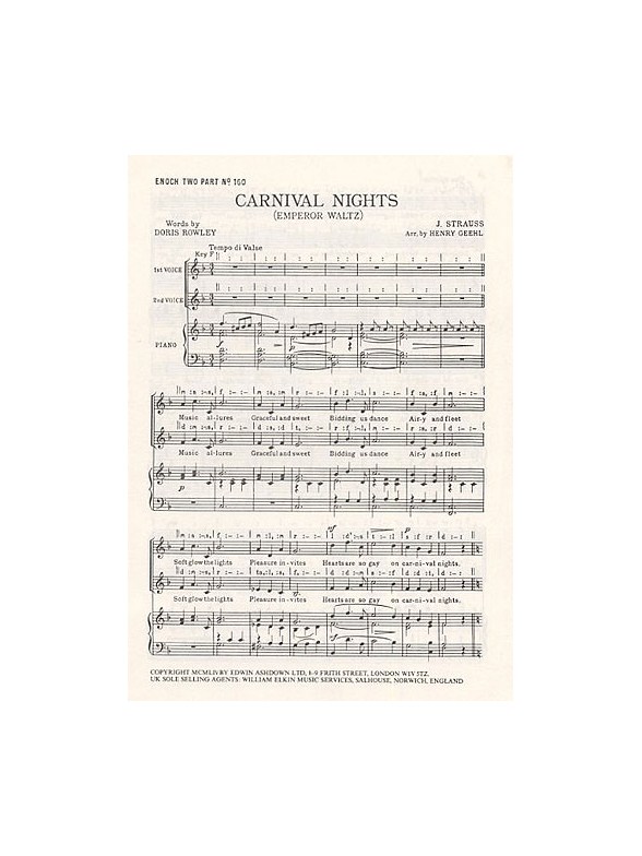 Johann Strauss II: Carnival Nights (Emperor Waltz) - Medium Voice ...