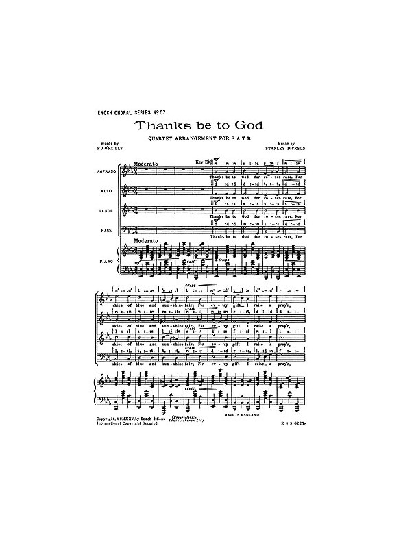 Stanley Dickson: Thanks Be To God - SATB - Stepnote Aps