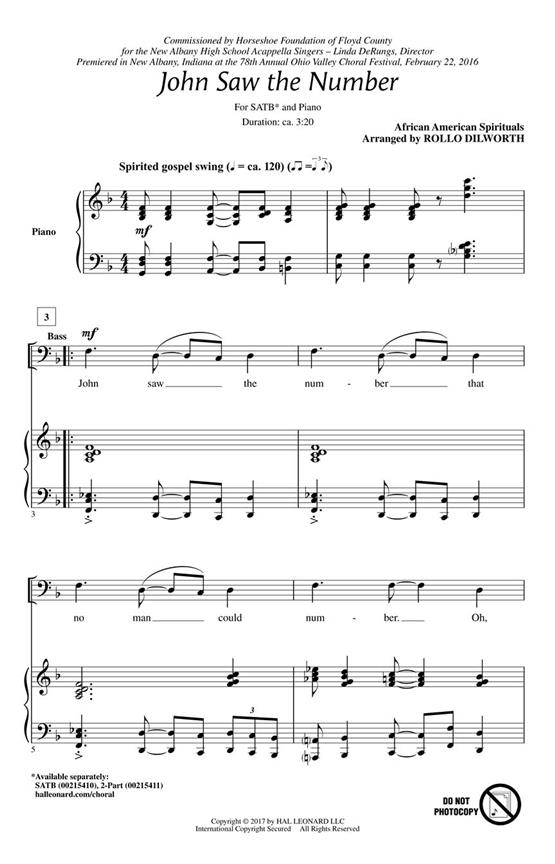 John Saw the Number - SATB - Stepnote