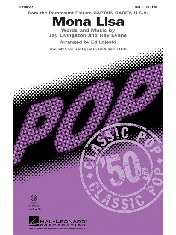 NAT KING COLE MONA LISA LOJESKI SATB - Misc - Stepnote Aps